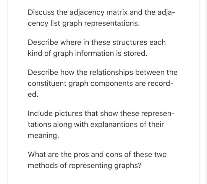 Solved Discuss the adjacency matrix and the adja- cency list | Chegg.com