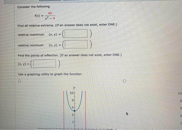 Solved Consider the following. f(x)=x2−945 Find all relative | Chegg.com