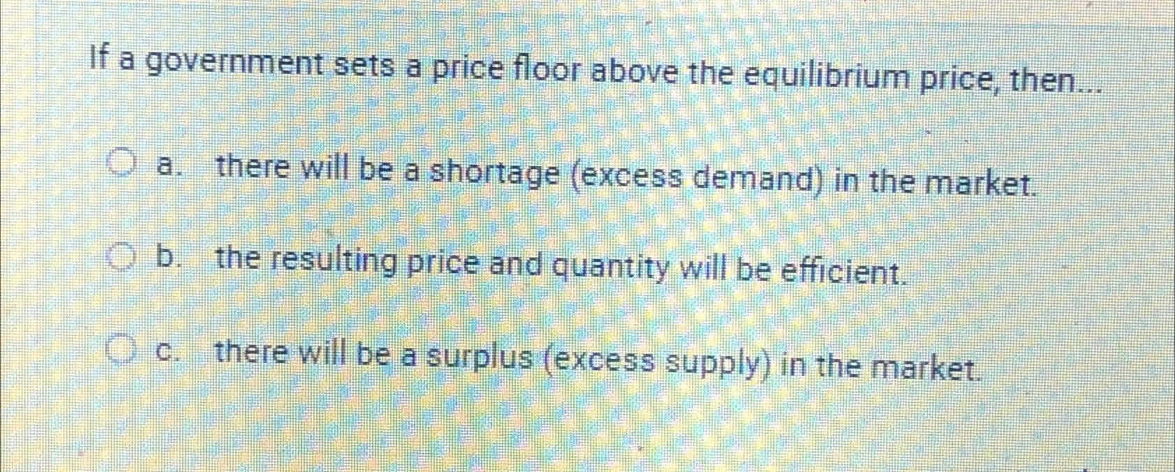 Solved If a government sets a price floor above the | Chegg.com