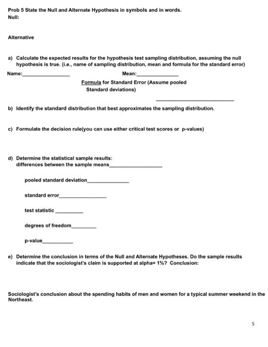 Solved Please answer all of problem 5 with the given format | Chegg.com