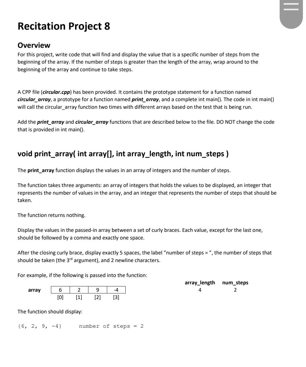 Solved //Recitation Project 8 - Circular Array #include | Chegg.com