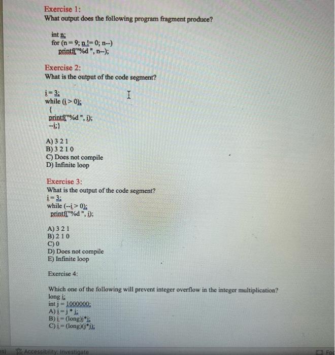 Solved Exercise 1: What output does the following program | Chegg.com