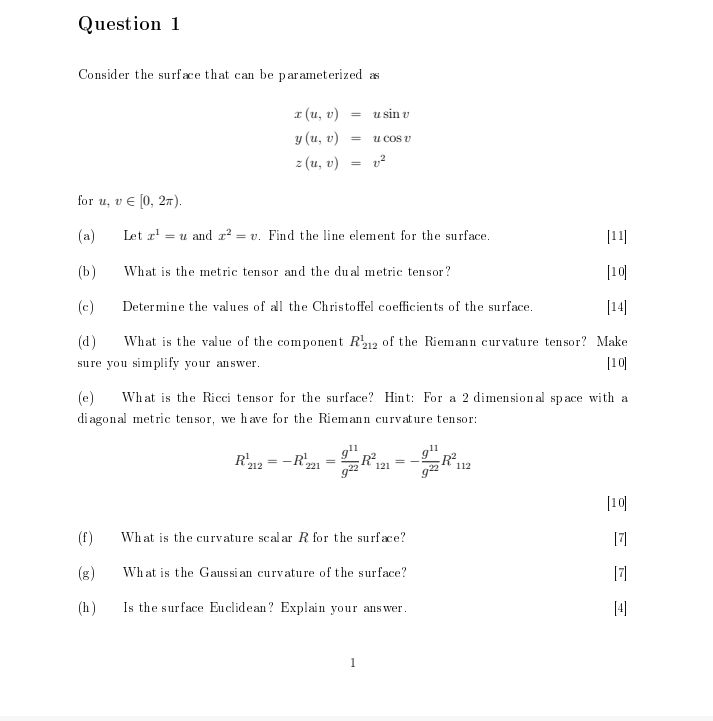 Solved Question 1Consider the surface that can be | Chegg.com