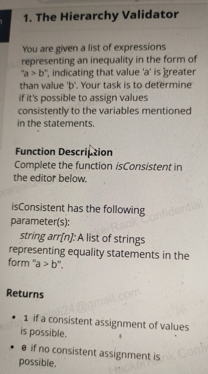 Solved The Hierarchy ValidatorYou are given a list of | Chegg.com