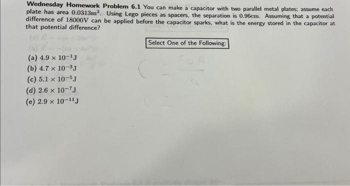 Solved Wednesday Homework Problem 6.1 You can make a | Chegg.com