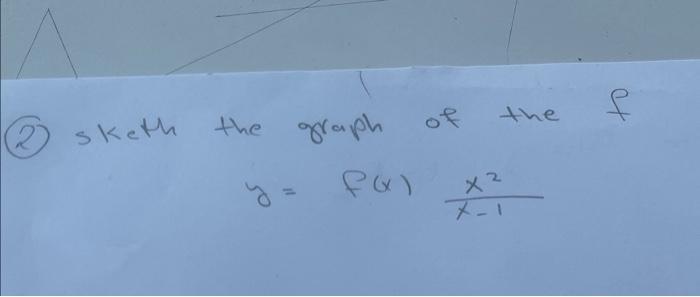 Solved (2) sketh the graph of the f y=f(x)x−1x2 | Chegg.com