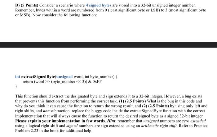 Solved D) (5 Points) Consider a scenario where 4 signed | Chegg.com