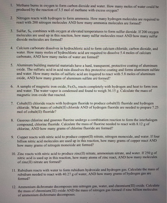 Solved 1. Methane burns in oxygen to form carbon dioxide and | Chegg.com