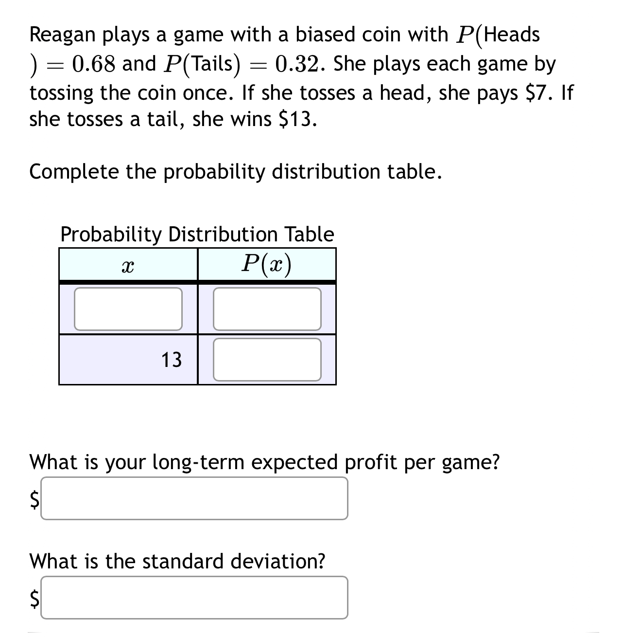 Solved Reagan plays a game with a biased coin with P (Heads | Chegg.com