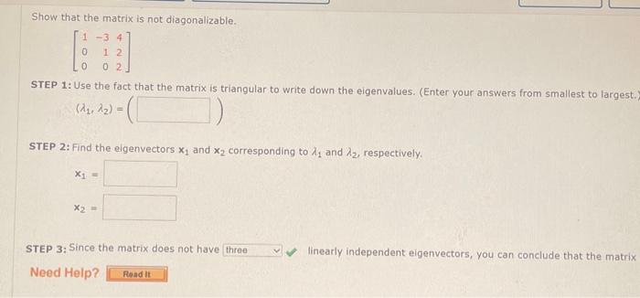 Solved Show that the matrix is not diagonalizable. | Chegg.com