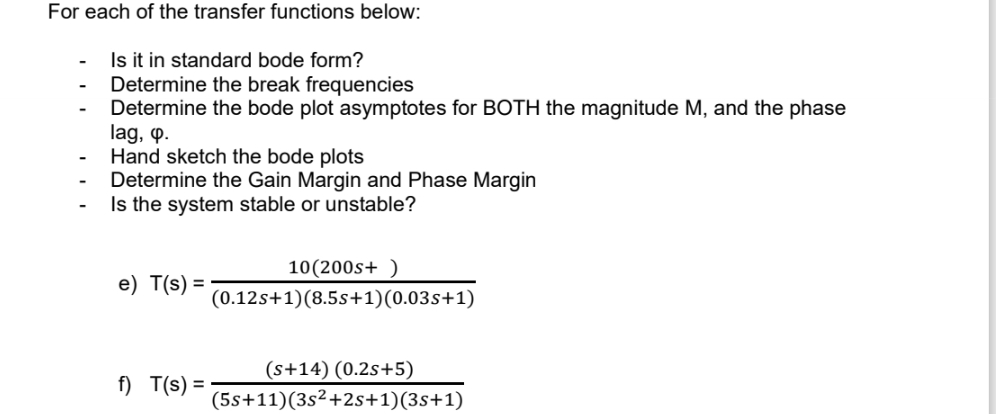 For each of the transfer functions below:Is it in | Chegg.com