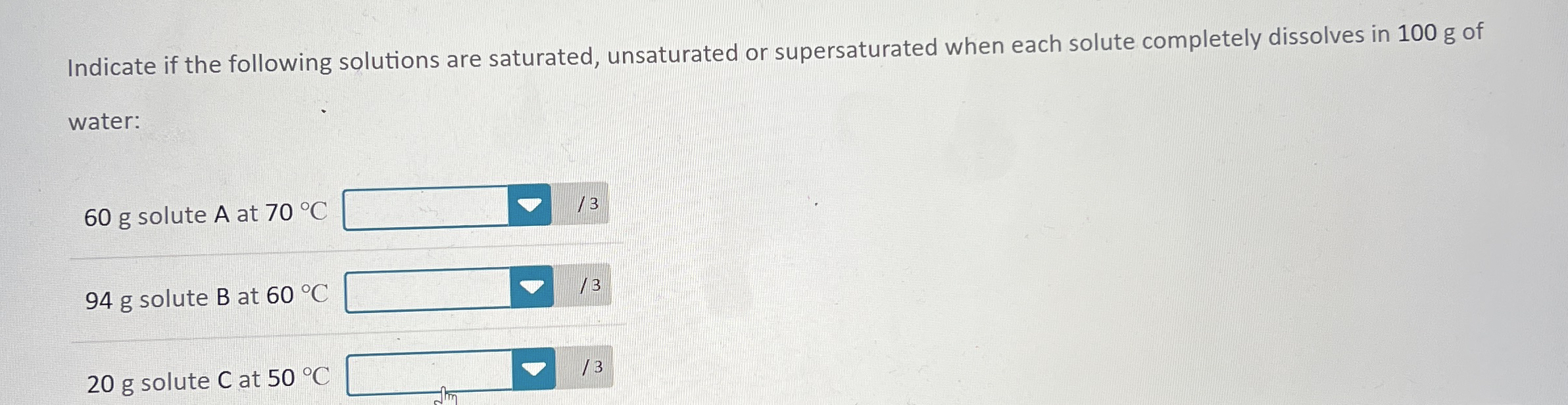 Indicate if the following solutions are saturated, | Chegg.com