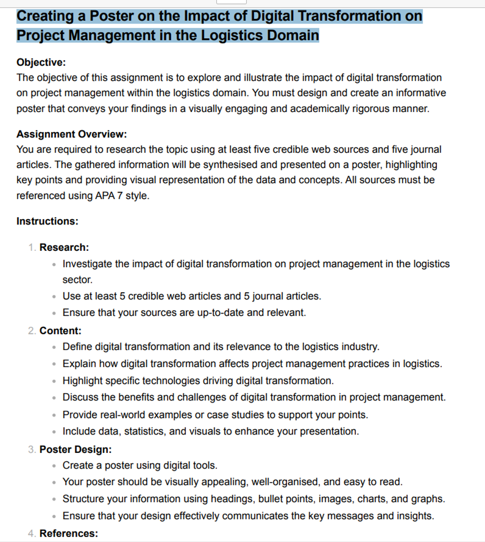 Solved Creating a Poster on the Impact of Digital | Chegg.com