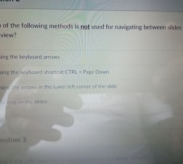 Solved of the following methods is not used for navigating | Chegg.com