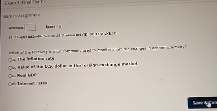 Solved Exam 3 (Final Exam)Back to AssignmentAttempts | Chegg.com