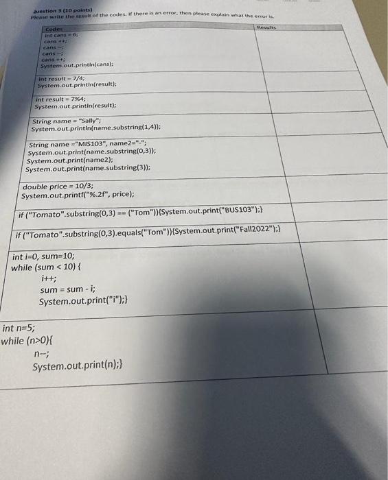 Solved huestions 3 (10 proints) Phease write the rusale of | Chegg.com