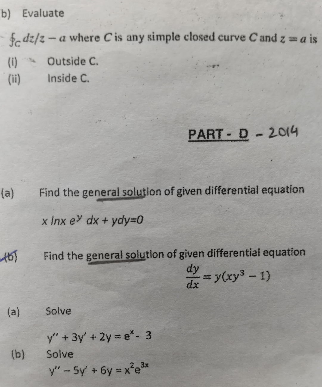 Solved b) ﻿Evaluateo∫C﻿dzz-a where C ﻿is any simple closed | Chegg.com