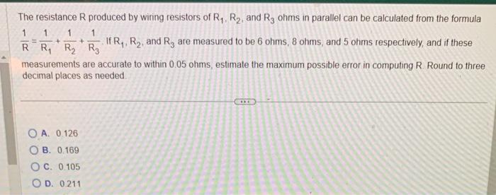 Solved The resistance R produced by wiring resistors of | Chegg.com