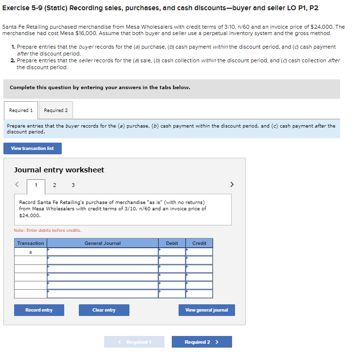 Solved Exercise 5-9 (Statlc) ﻿Recording sales, purchases, | Chegg.com