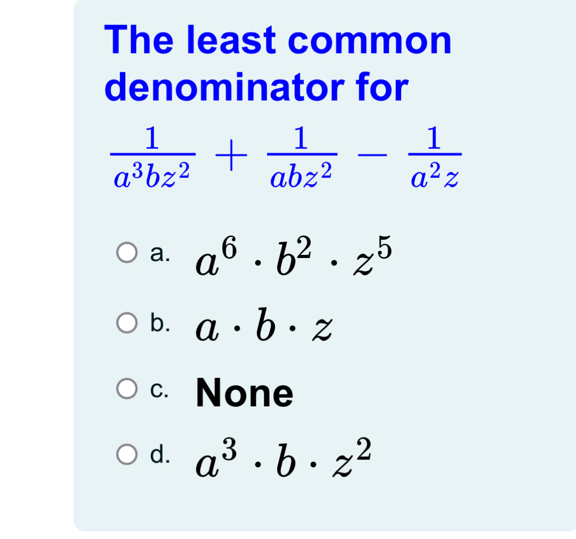 Solved The Least Common Denominator
