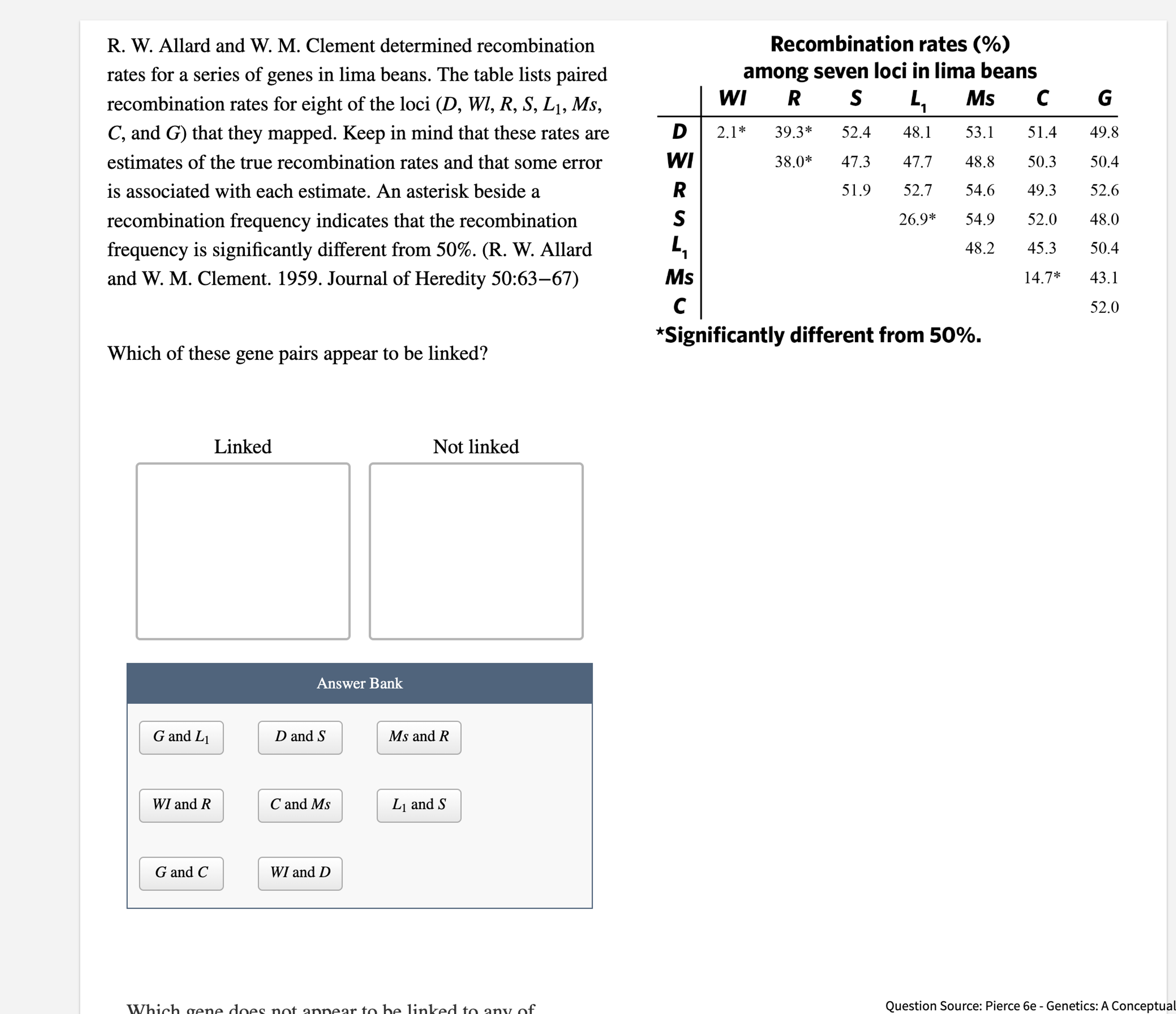 Solved R. ﻿W. ﻿Allard and W. ﻿M. ﻿Clement determined | Chegg.com