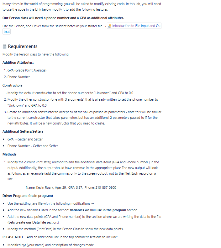 Solved Person Class/** ﻿* ﻿Person Class ﻿* ﻿ Class | Chegg.com