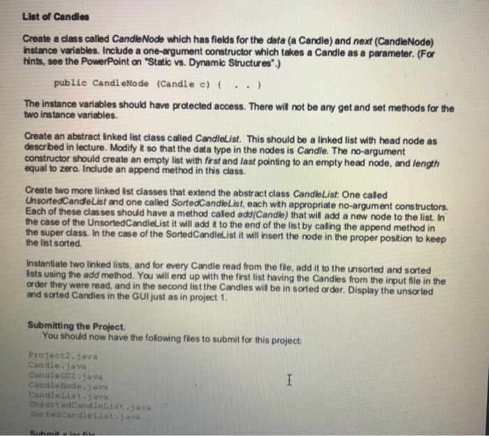 in Java please and explain thank you this project is | Chegg.com
