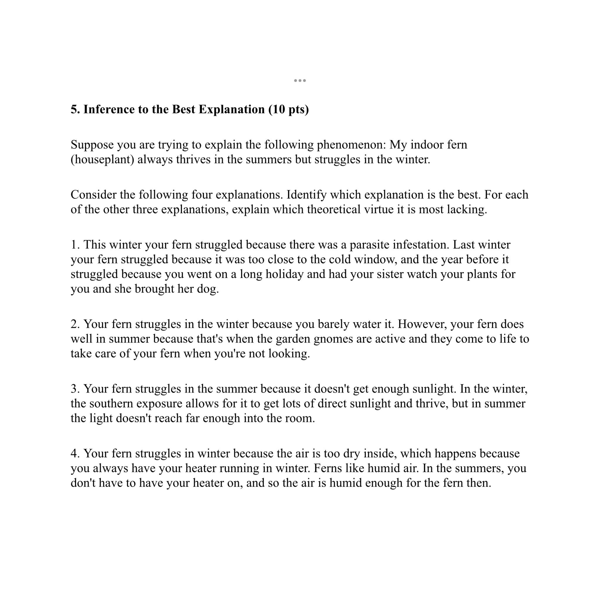 **5. ﻿Inference to the Best Explanation (10 | Chegg.com