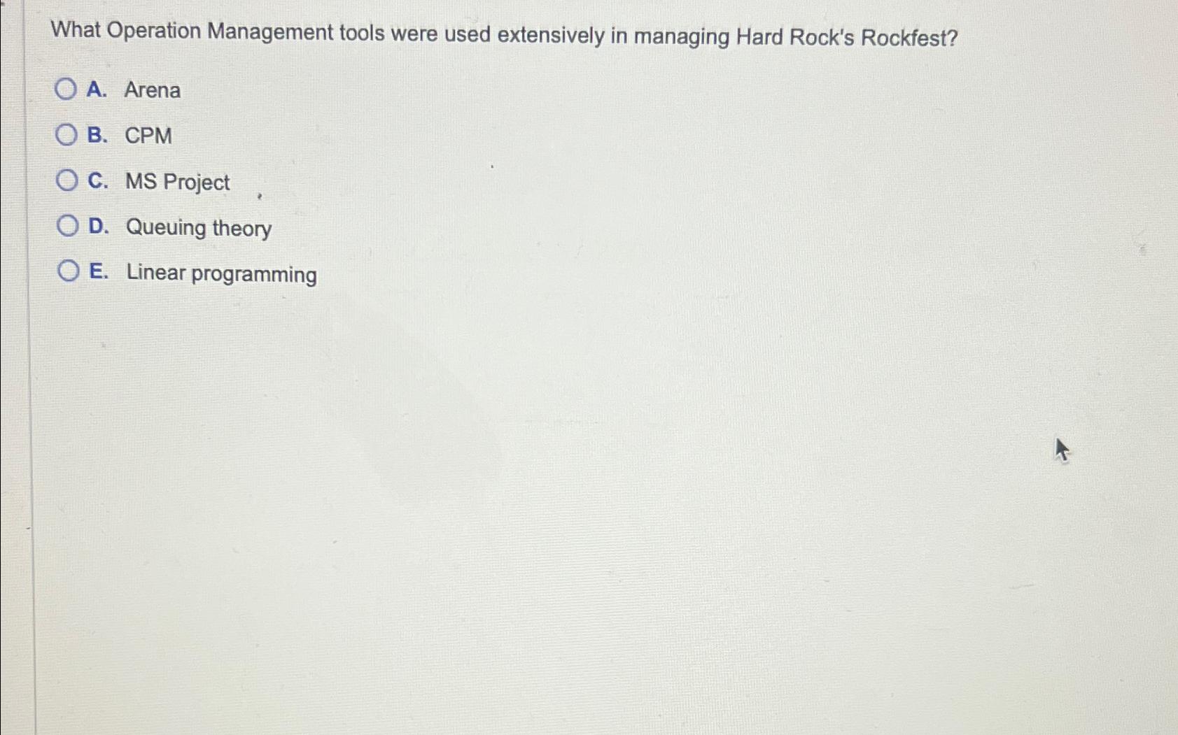Solved What Operation Management tools were used extensively | Chegg.com