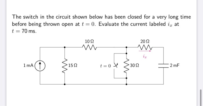 Solved The switch in the circuit shown below has been closed | Chegg.com