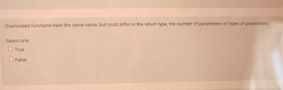 Solved Overloaded functionas have the same name, but must | Chegg.com