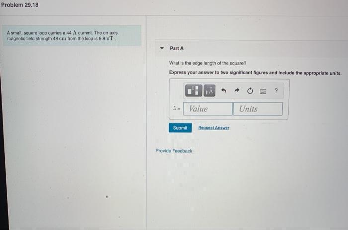 Solved Problem 29.18 A small, square loop carries a 44 A | Chegg.com
