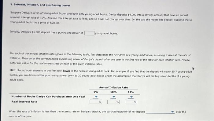 Solved 5. Interest, inflation, and purchasing power Suppose | Chegg.com