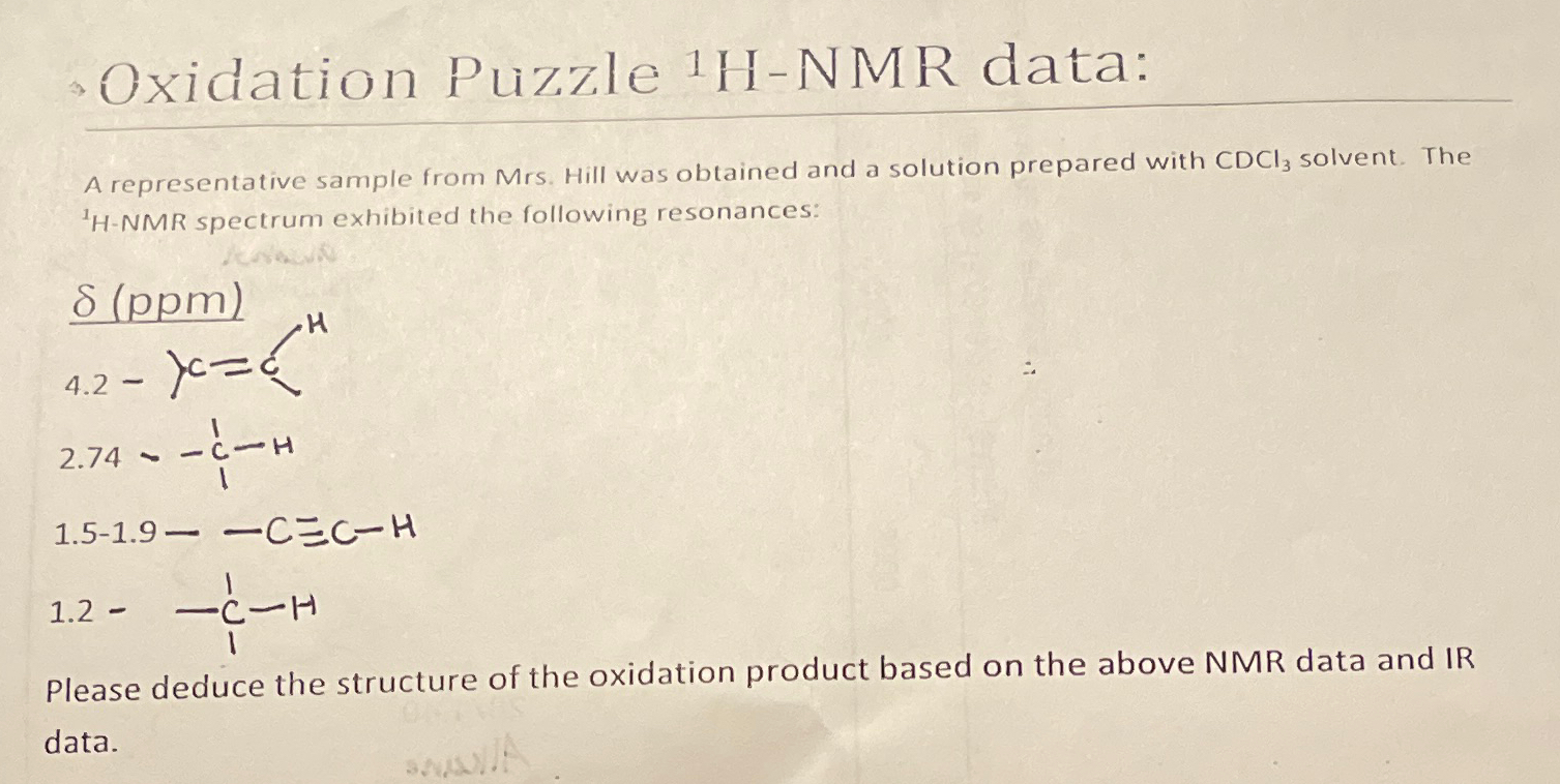 Oxidation Puzzle ?1H-NMR ﻿data:A representative | Chegg.com