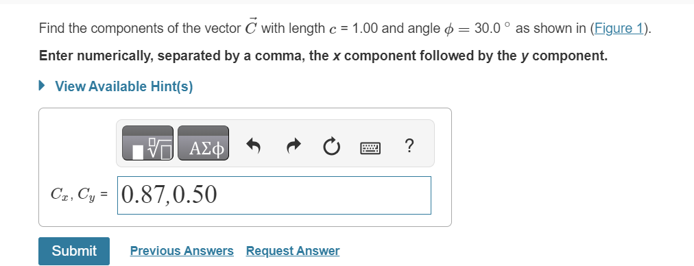 Solved Find the components of the vector vec(C) ﻿with length | Chegg.com