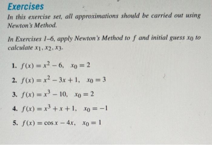 Solved Exercises In this exercise set, all approximations | Chegg.com