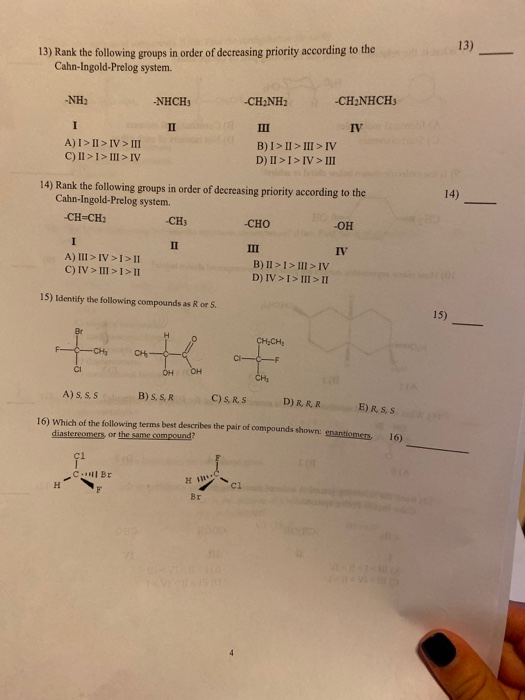 Solved 13) 13) Rank the following groups in order of | Chegg.com