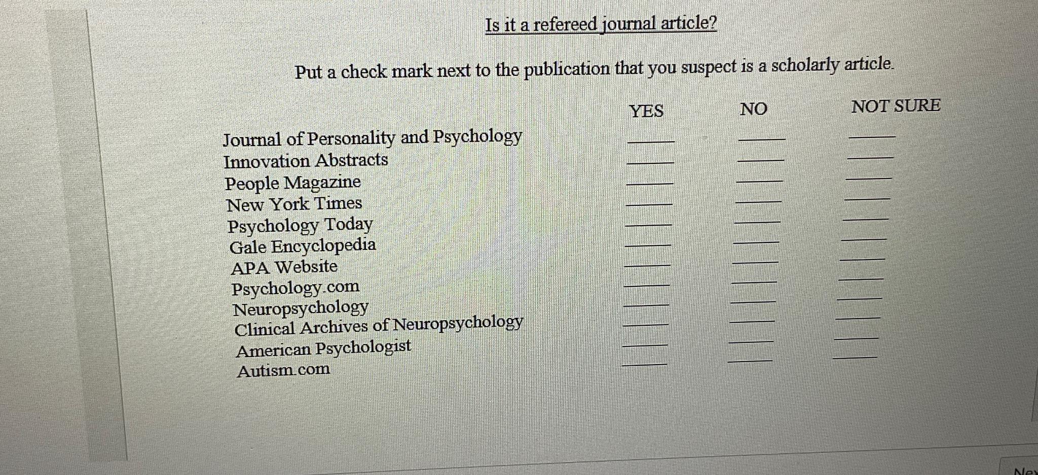 Solved Is it a refereed journal article?Put a check mark | Chegg.com