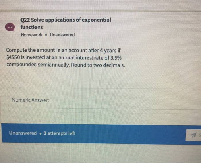Solved Q22 Solve applications of exponential functions | Chegg.com
