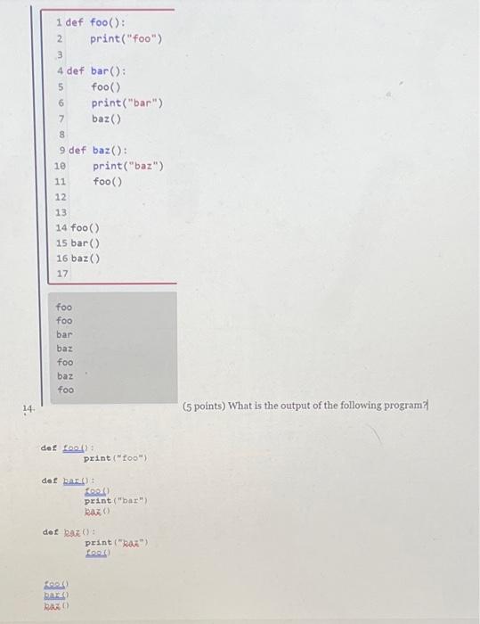 Solved explain what steps makes the output foo, foo, bar, | Chegg.com