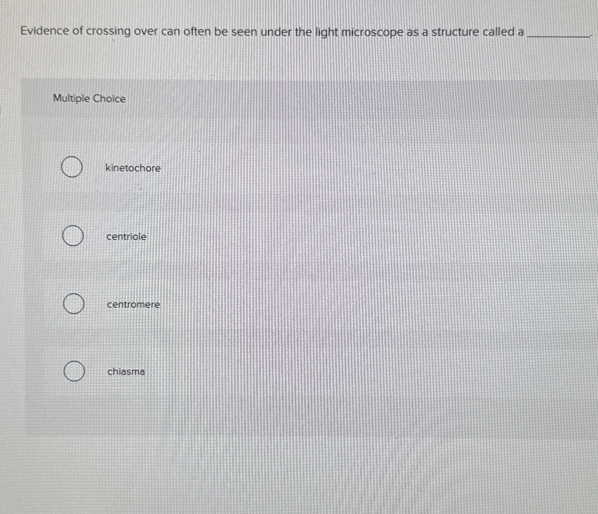 Solved Evidence of crossing over can often be seen under the | Chegg.com