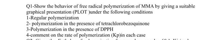 Solved Q1-Show the behavior of free radical polymerization | Chegg.com