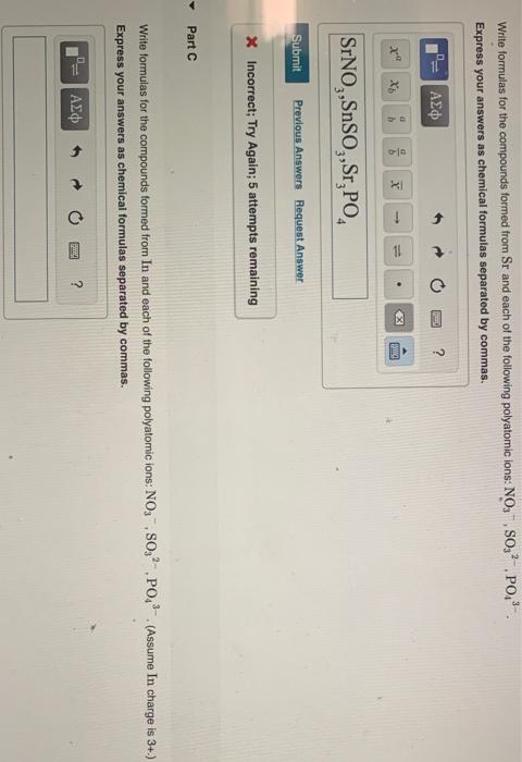 Solved Write formulas for the compounds formed from Sr and | Chegg.com