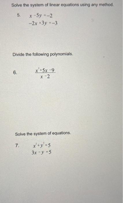 Solved Solve the system of linear equations using any | Chegg.com