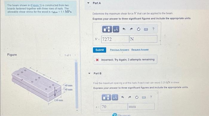 Solved Part A The beam shown in Figure 1) is constructed | Chegg.com
