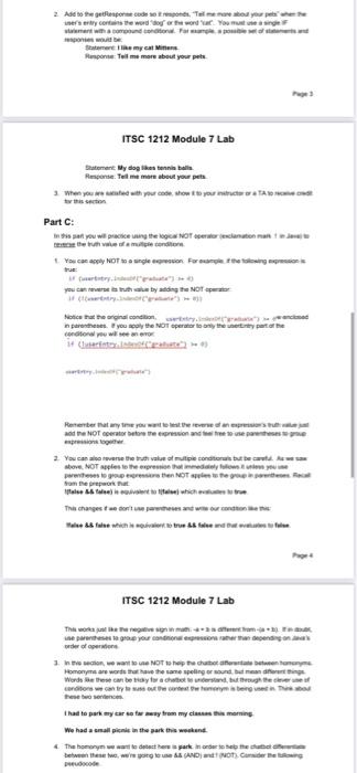 Can anyone do this for me? Lab 7 for ITSC 1212 | Chegg.com