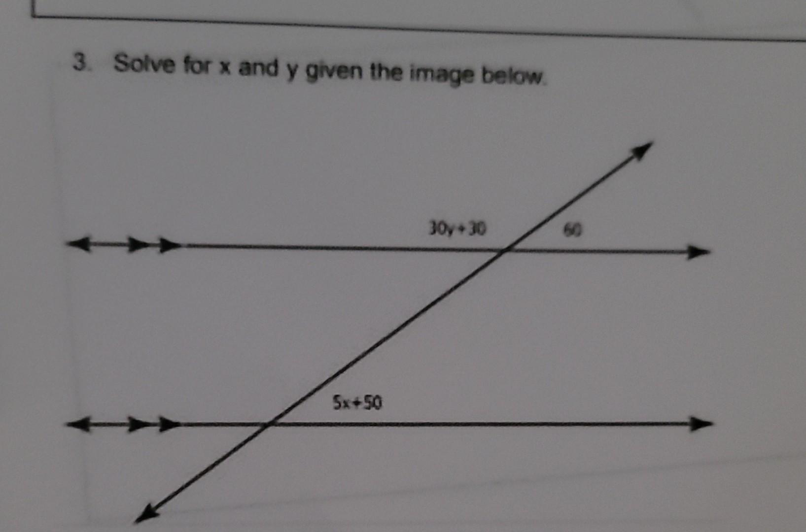Solved 3. Solve for x and y given the image below. | Chegg.com