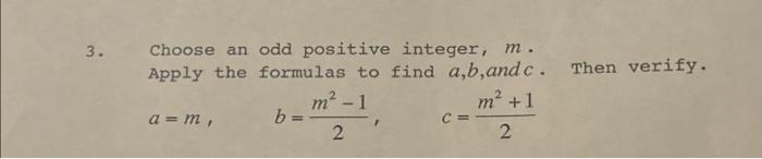 Solved Choose an odd positive integer, m. Apply the formulas | Chegg.com