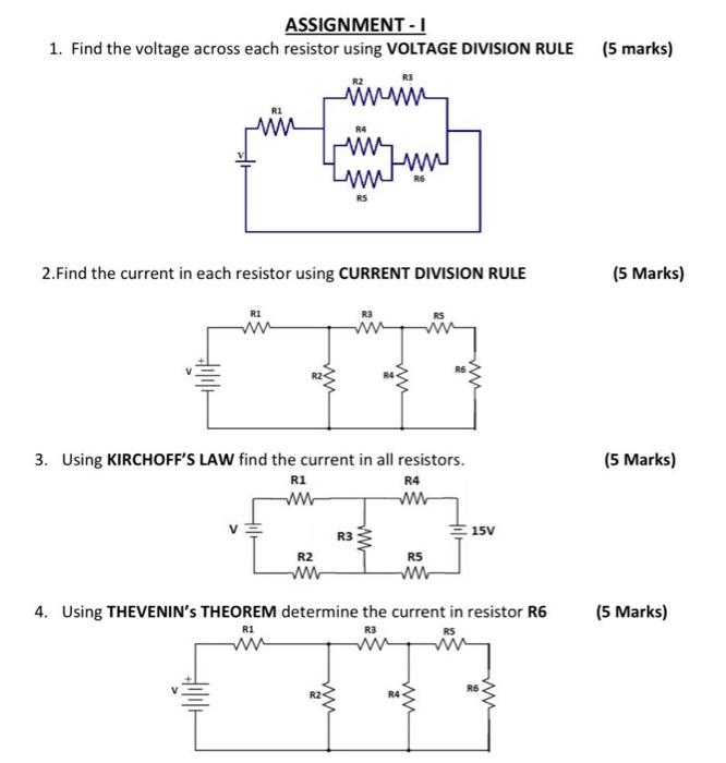 Solved 1. Find the voltage across each resistor using | Chegg.com