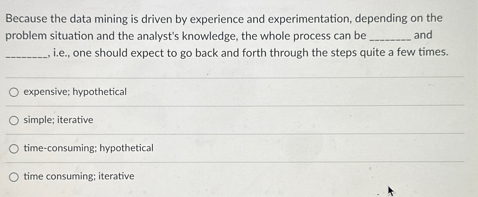 Solved Because the data mining is driven by experience and | Chegg.com